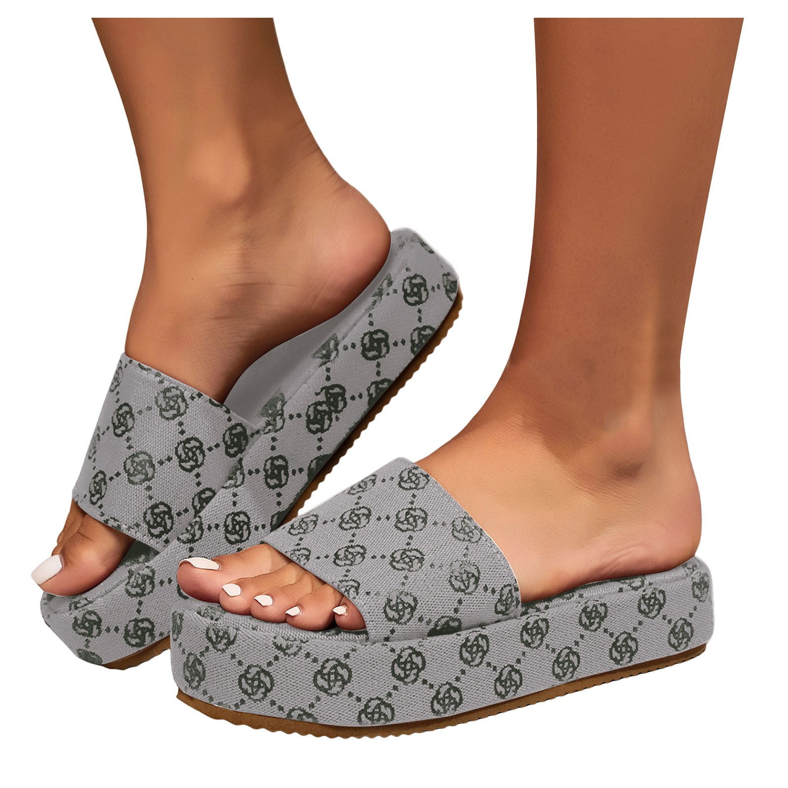 Platform Slides Sandals for Women 2025 Classic Canvas Summer Beach Open ...