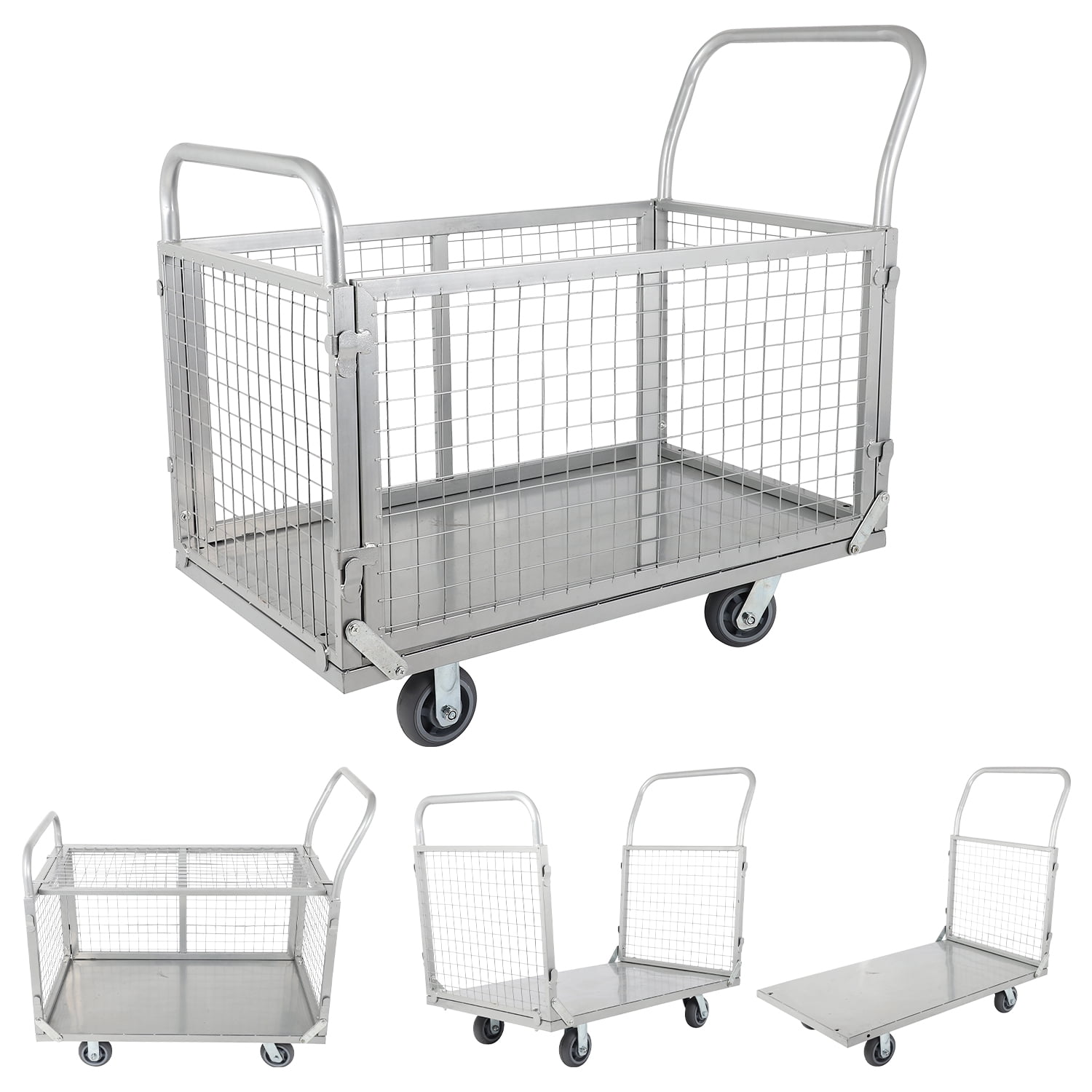 Platform Truck Cart With Cage 4In1 Foldable Heavy Duty Platform Truck ...