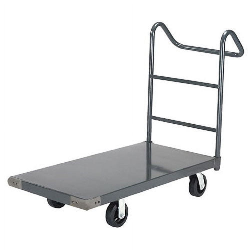 Platform Truck w/Steel Deck, 6" Rubber Casters with Ergo Handle, 72 x ...