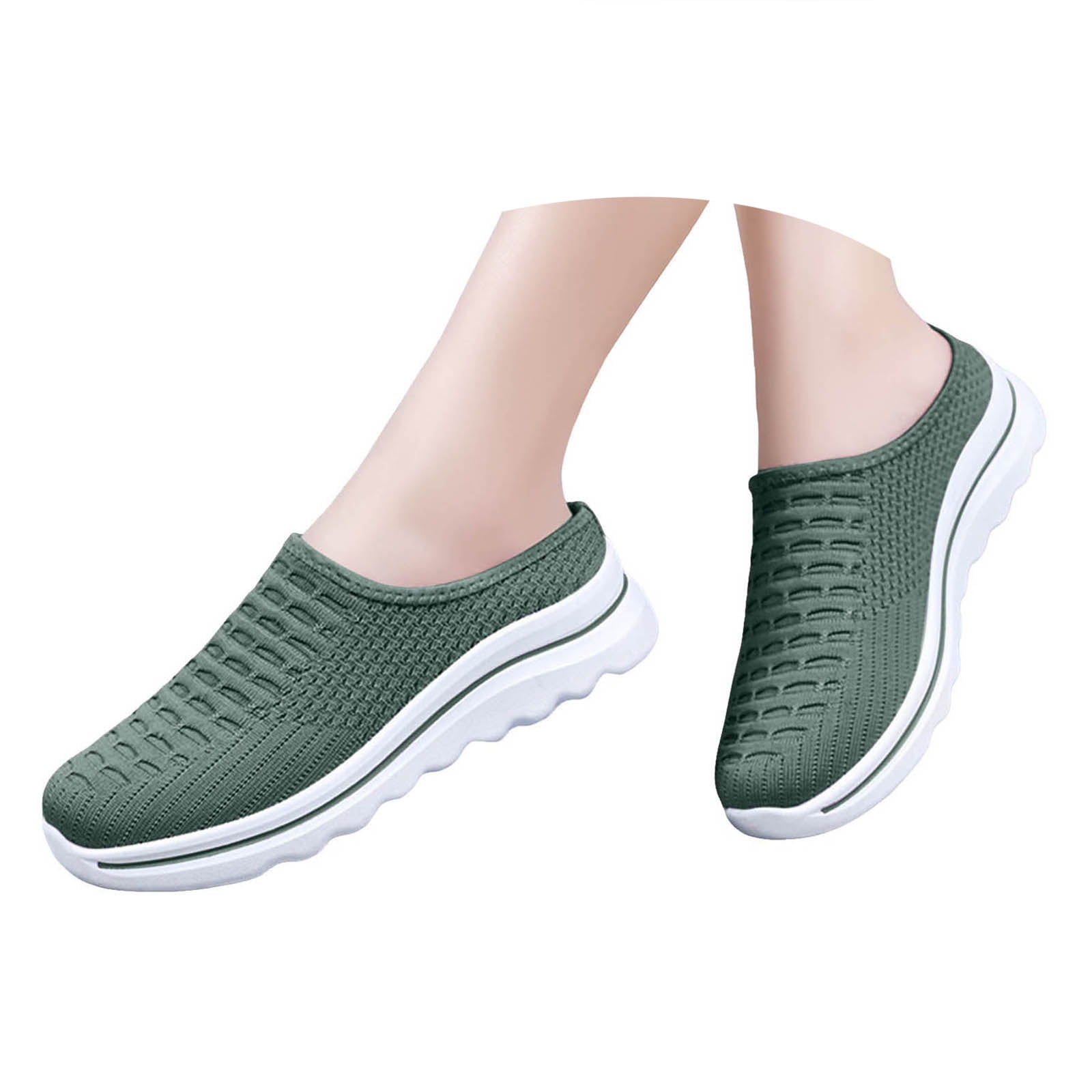 Platform Wedge Mules Sneakers for Women Summer Fall Knit Backless Wide ...