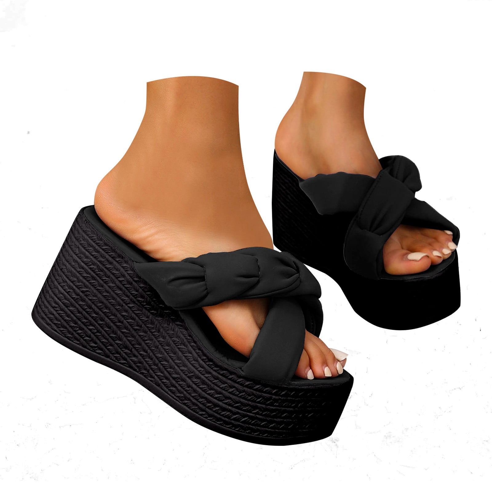 Platform Wedge Sandals for Women 2025 Extra High Heels Slides Slip on ...