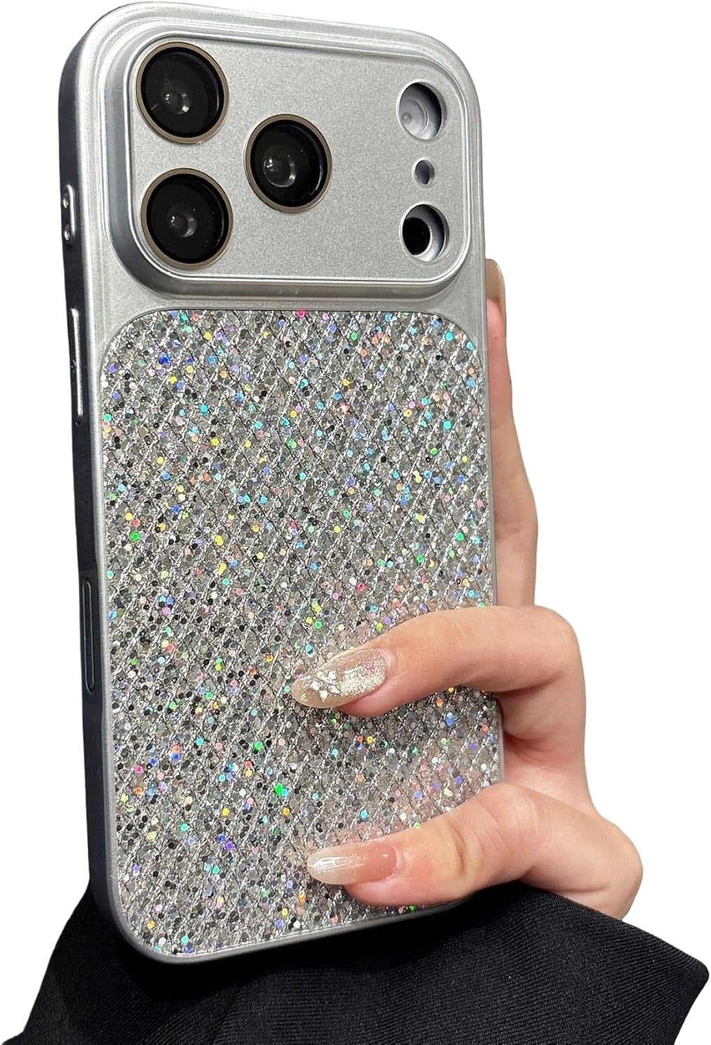 Plating Bling Glitter Diamond Grid Back Camera Protect Phone Case for ...
