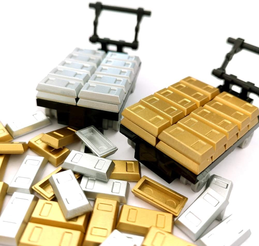 Plating Gold Bars Sliver Bars Brick Blocks Toy Treasure Set for Mini ...