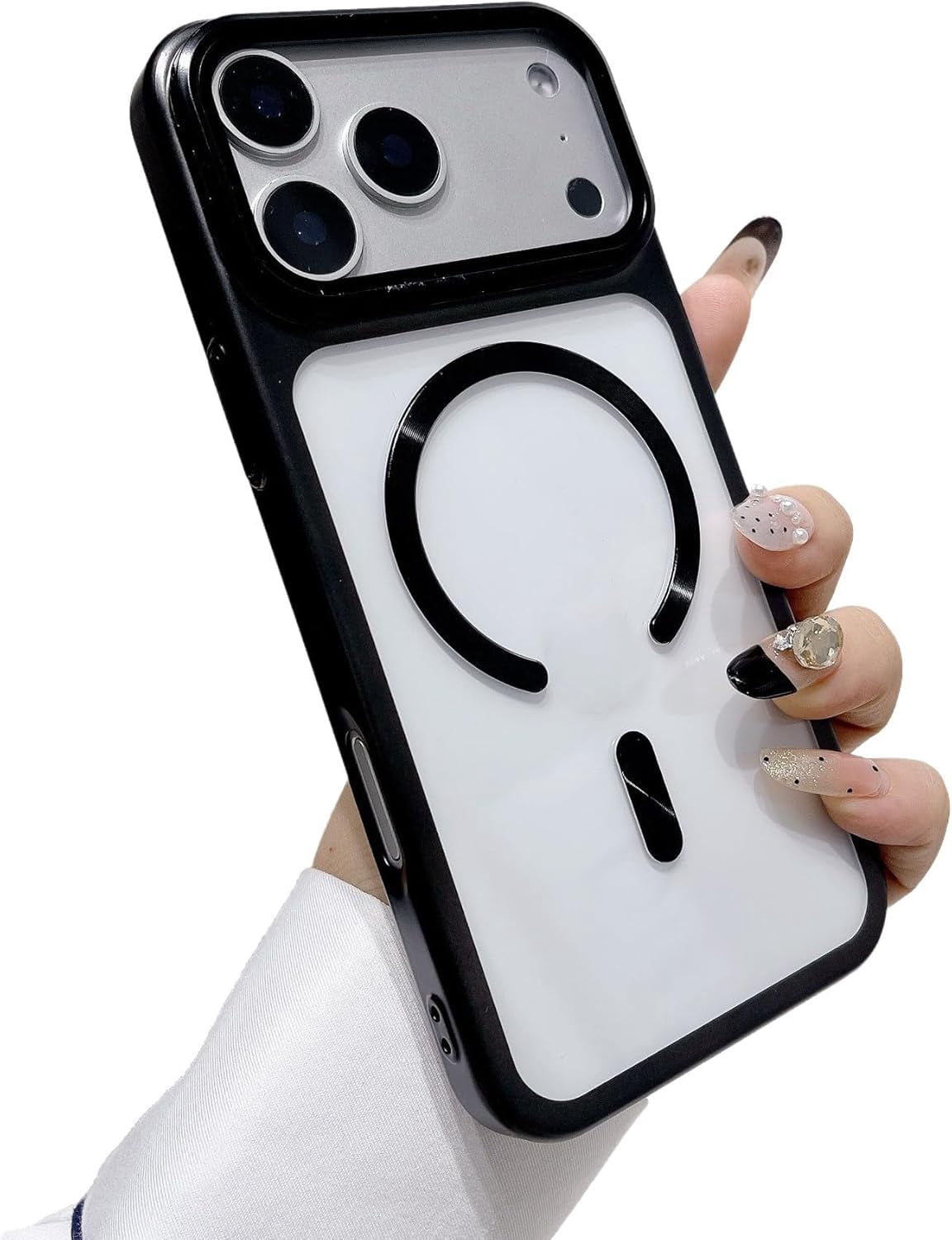 Plating Lens Bracket Clear Magnetic Phone Case for iPhone, Compatible ...