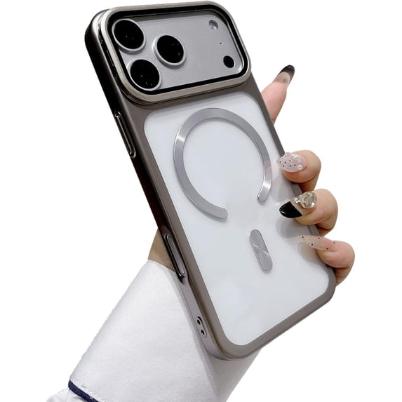 Plating Lens Bracket Clear Magnetic Phone Case for iPhone, Compatible ...