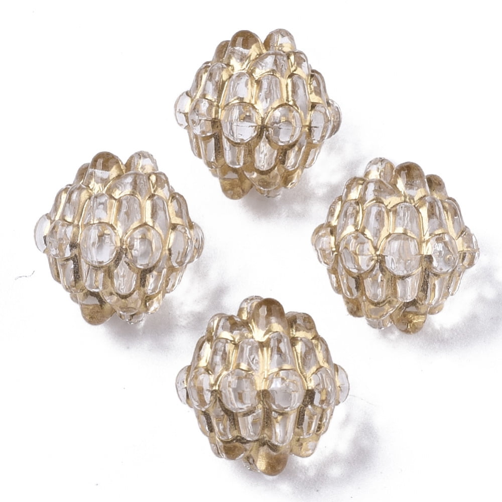 Plating Transparent Acrylic Beads Metal Enlaced Bumpy Beads Round Clear ...
