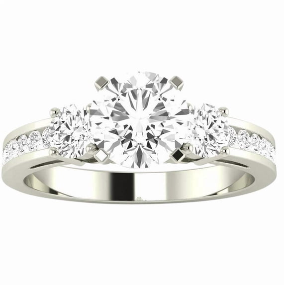 Platinum 2.1 CTW Round Cut Channel Set 3 Three Stone Diamond Engagement ...
