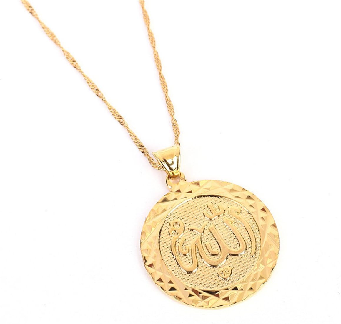 Platinum 24K New Islamic Allah Pendant Charms Choker Necklace Religious ...