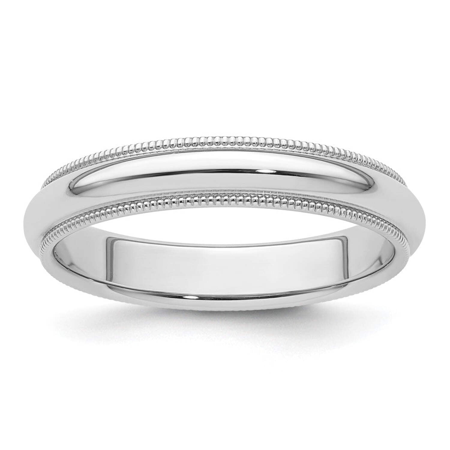 Platinum Solid Polished 4mm Comfort-Fit Milgrain Size 6 Wedding Band ...