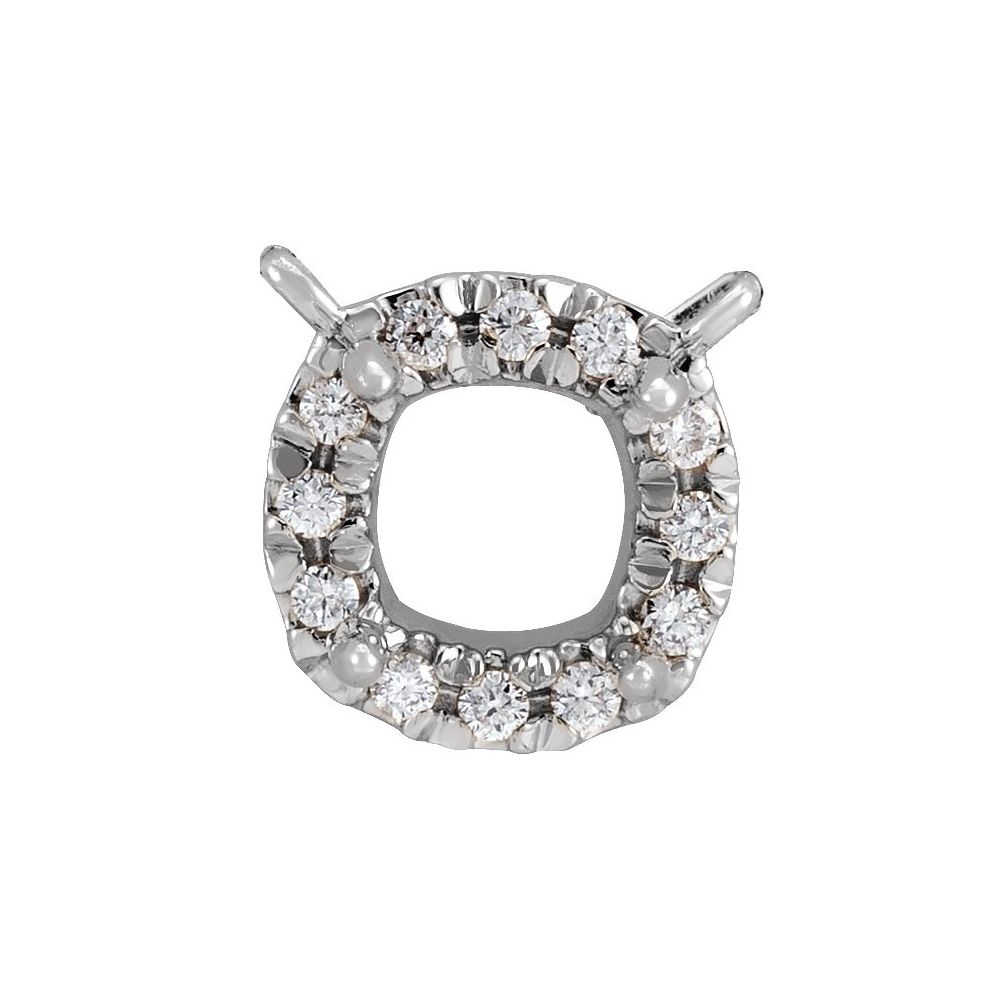 Platinum 5x5mm Square Shape Diamond Semi-Set Halo-Style Necklace Center ...