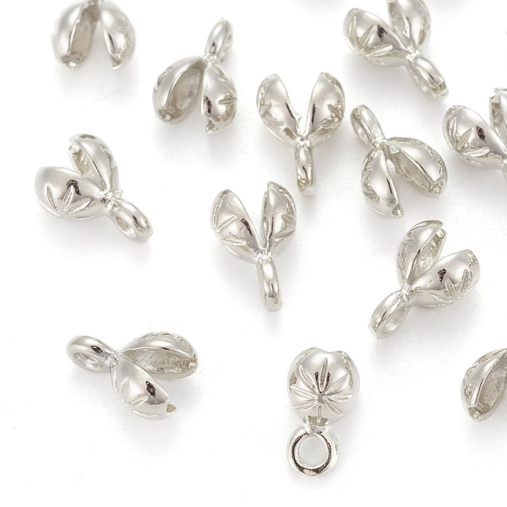 Platinum Brass Bead Tips Calotte Ends Clamshell Knot Cover 8.5x4x4.5mm ...