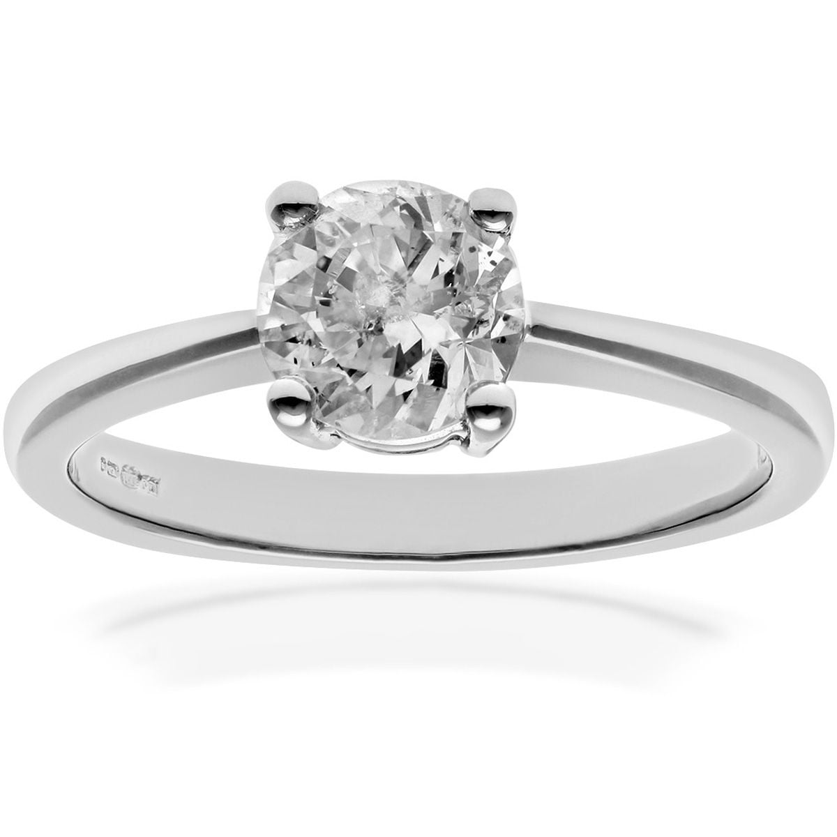 Platinum Jewelco London Round 1ct Diamond 4 Claw Solitaire Engagement ...