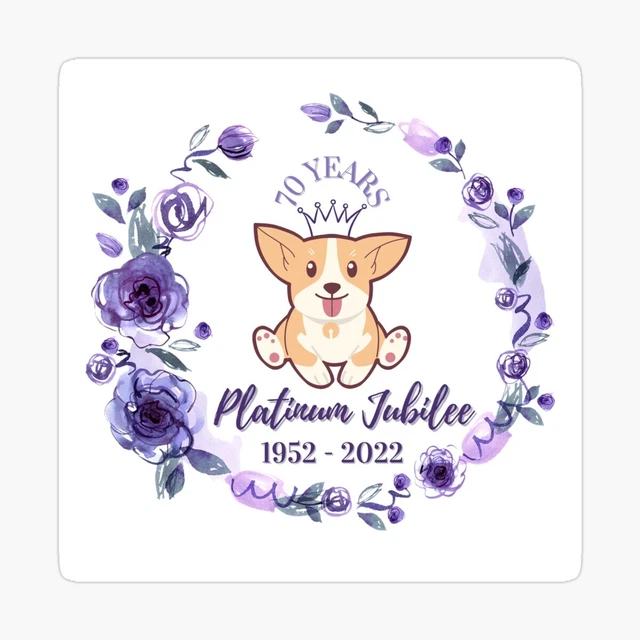 Platinum Jubilee 1952- 2022 Corgi Design Sticker Phone Decal Water ...