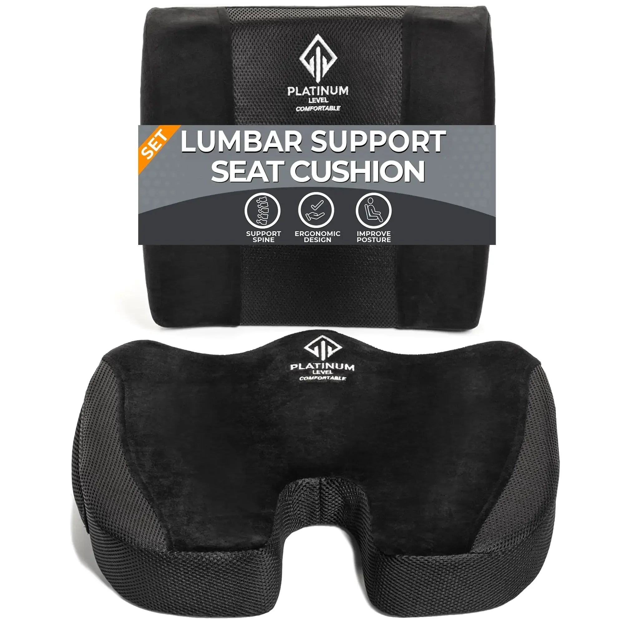 Platinum-Level Comfortable Ergonomic Memory Foam Lumbar Seat Cushion ...