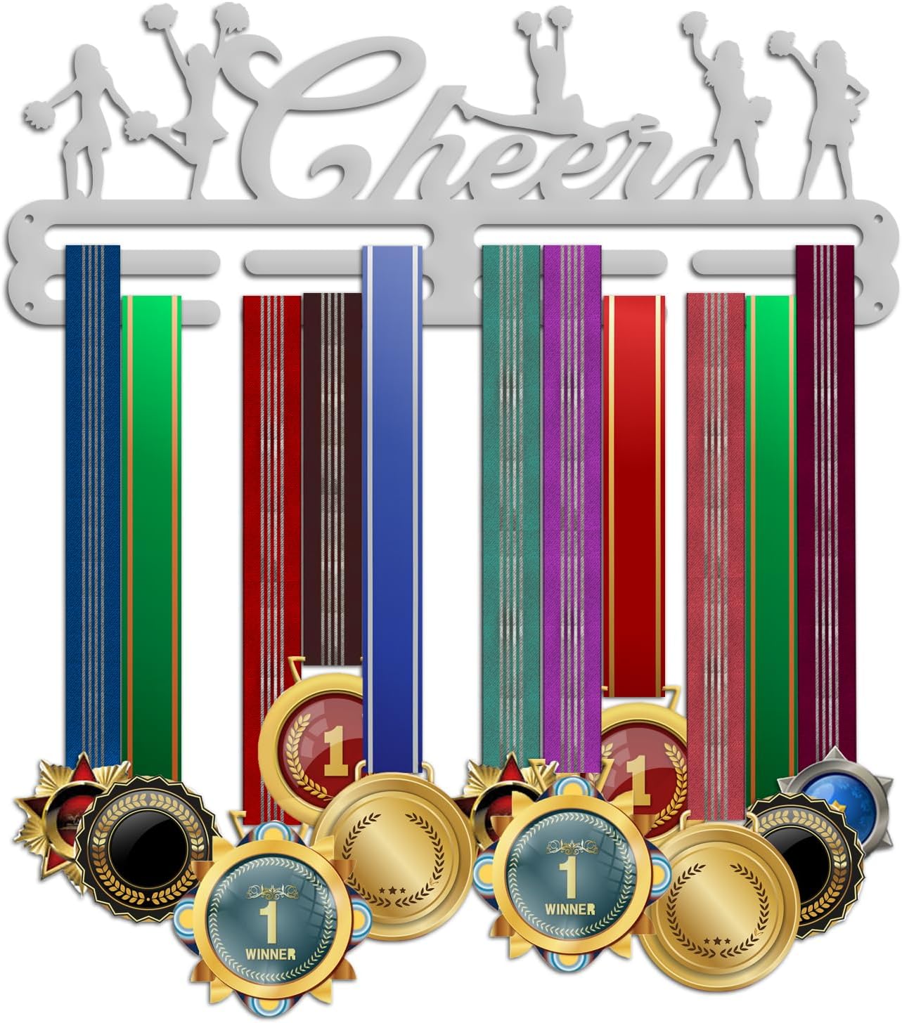 Platinum Medal Holder Display Cheerleading Award Ribbon Hanger with Screws Metal Wall Mounted ...