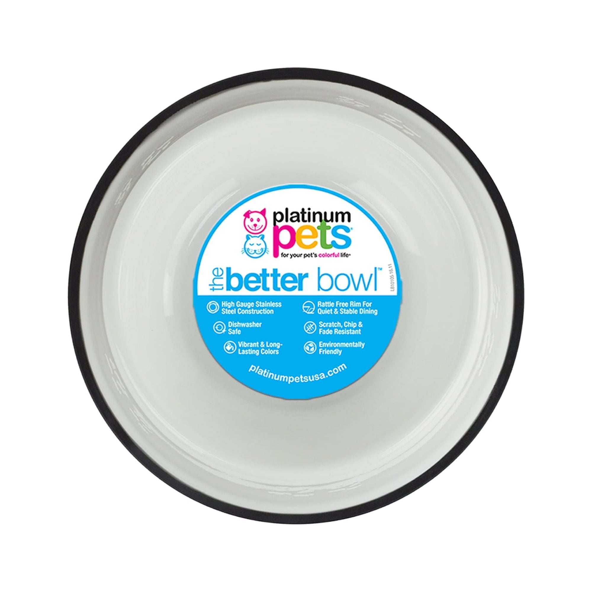 Platinum Pets Stainless Steel Non-Tip Bowl, Medium, Pearl White ...