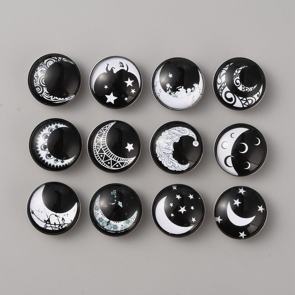 Platinum Plated Brass Jewelry Snap Buttons with Glass Cabochons Half ...