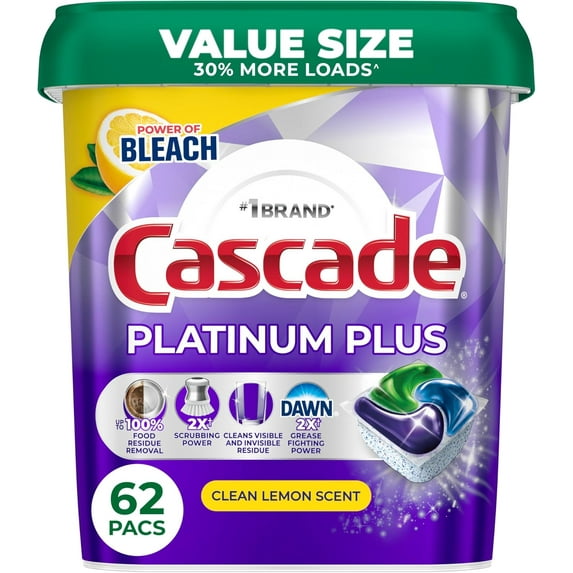 Platinum Plus Dishwasher Pods, Dish Detergent Soap, Clean Lemon Scent ...