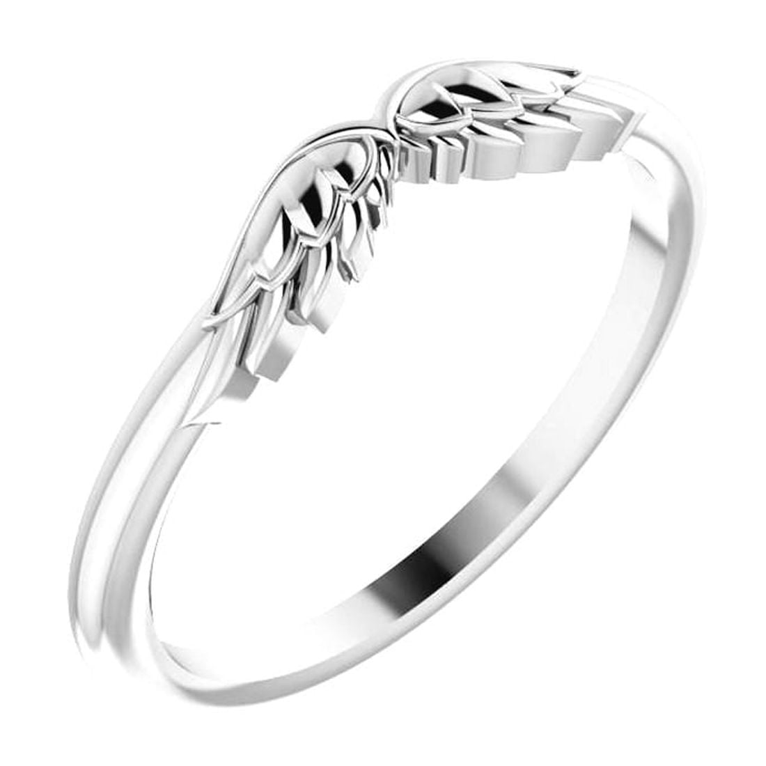 Platinum Polished Stackable Religious Guardian Angel Wings Ring Size 7-Stackable-Ring for Women ...