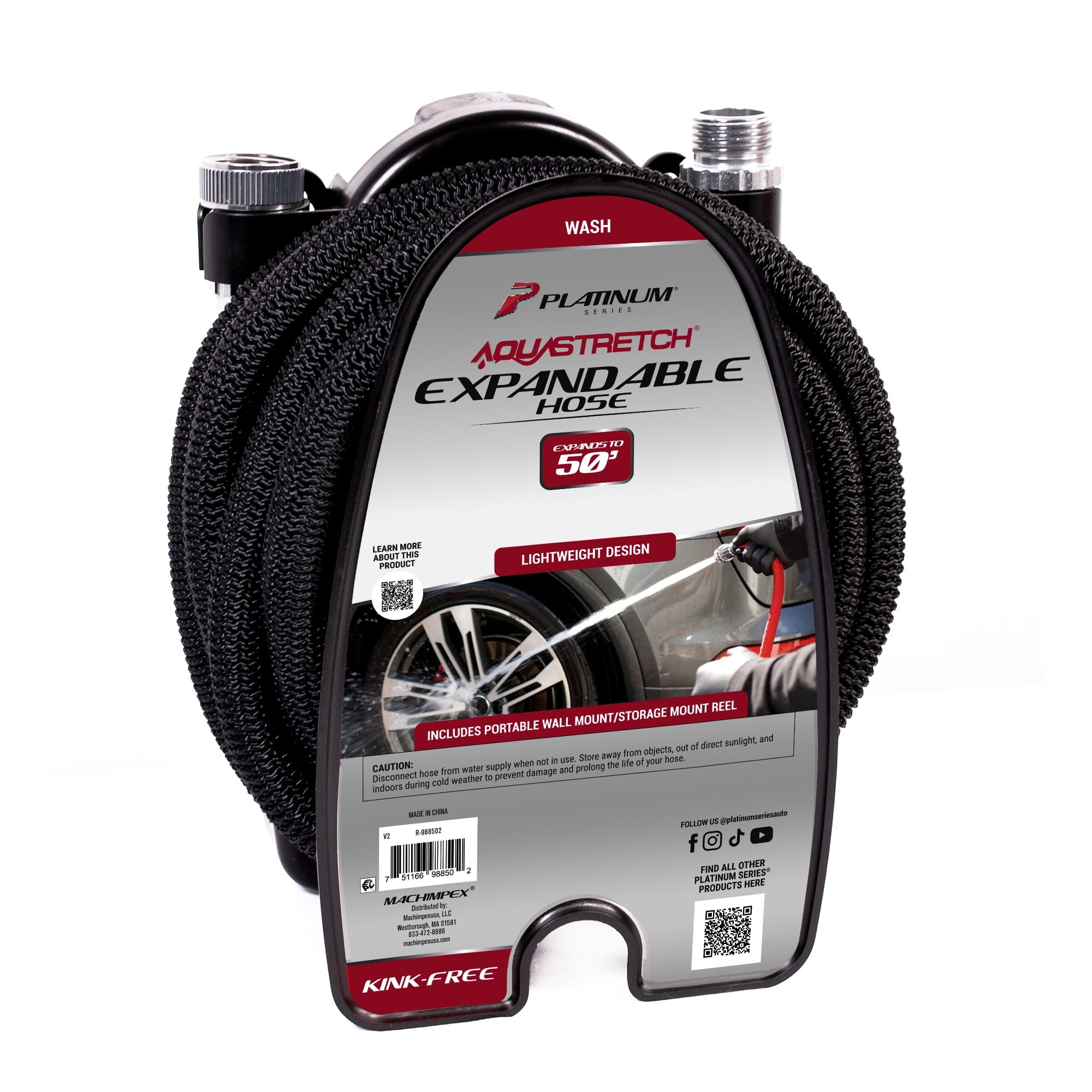 Platinum Series AquaStretch Expandable Hose & Storage Reel 50 feet, Red ...