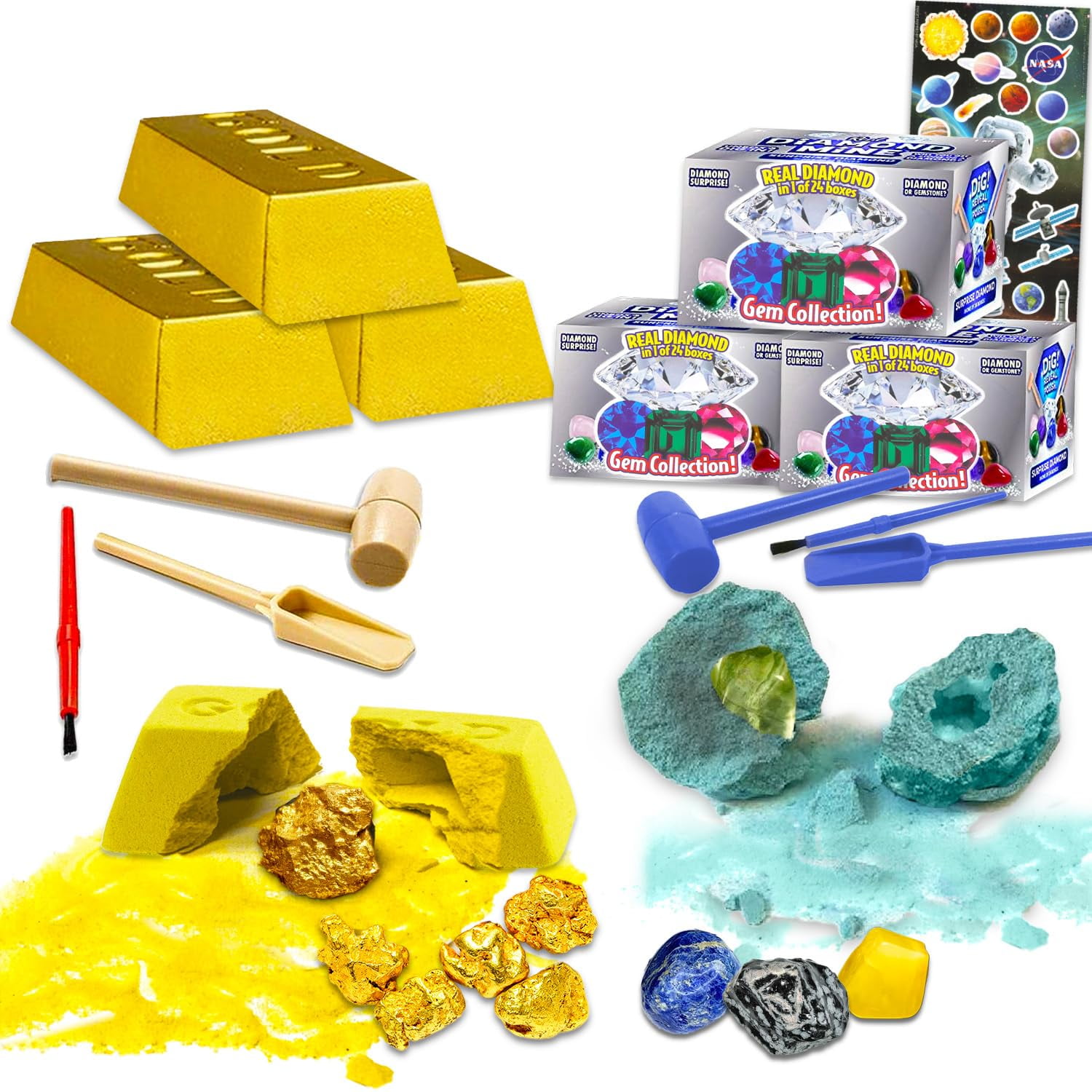 Platinum Series Gold Bar MMF7 Digging Kit for Kids - Toy Bundle with 6 ...