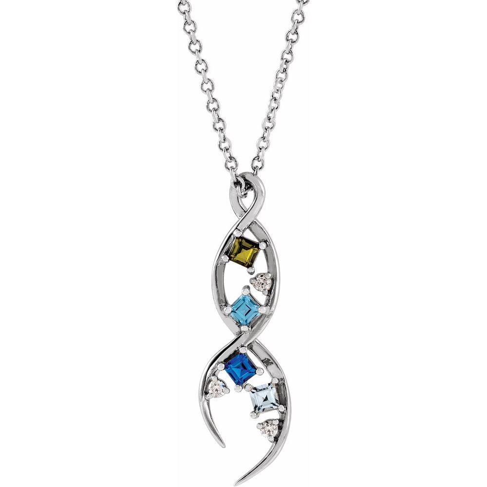 Platinum Square Shape 4-Stone Diamond Semi-Set Family Freeform Bypass ...