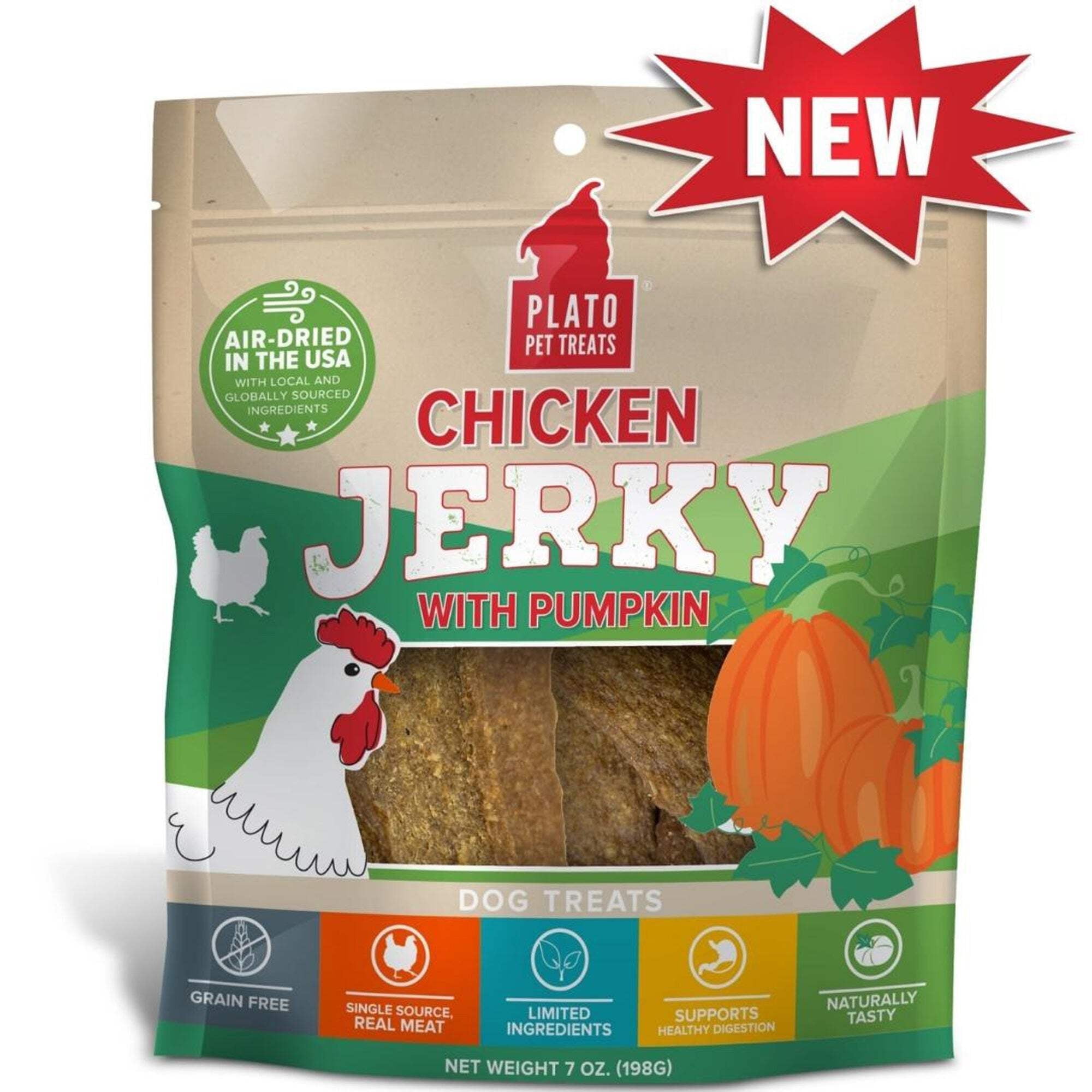 Plato Dog Jerky Chicken with Pumpkin 16oz. - Walmart.com