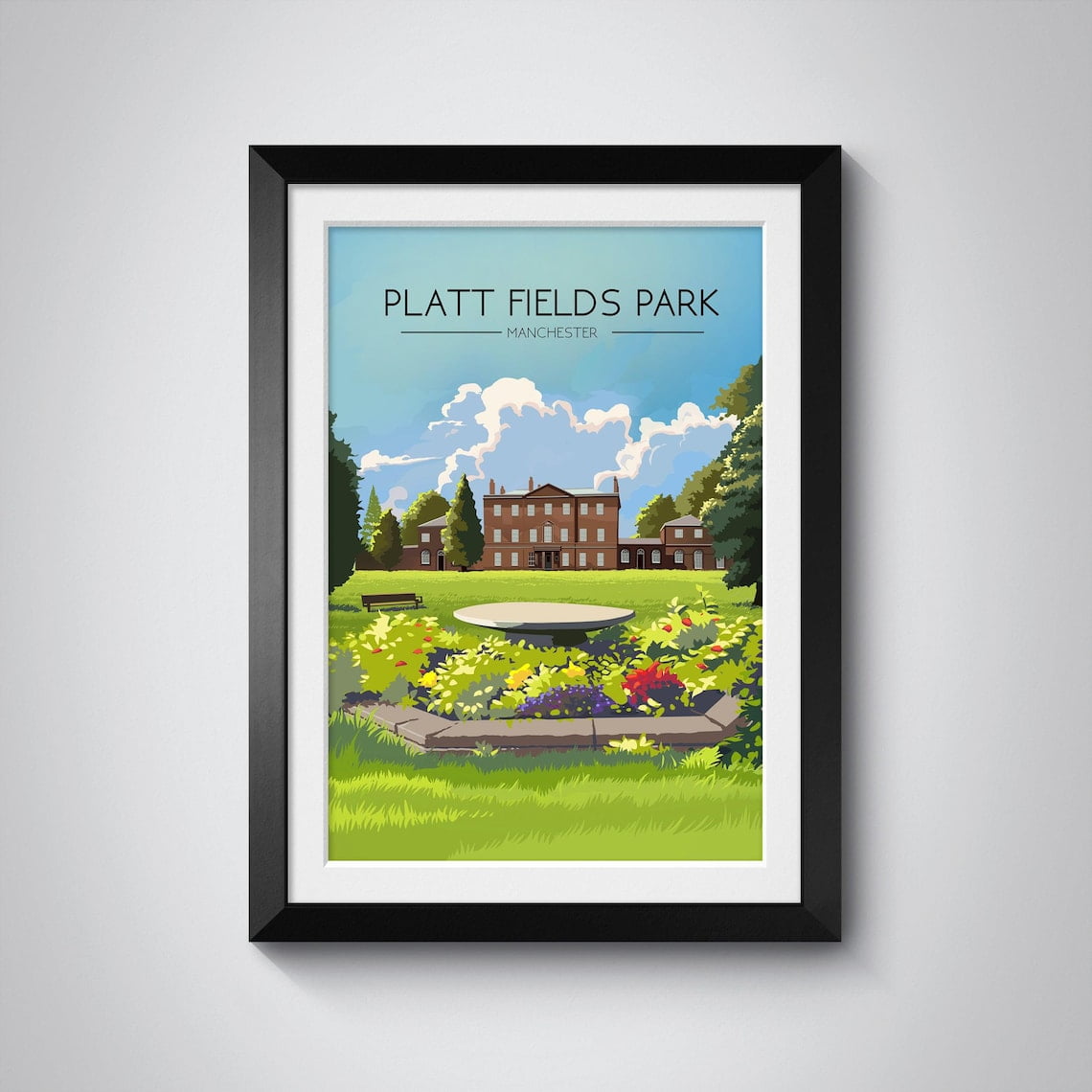 Platt Fields Park Poster, Manchester Travel Print, Fallowfield ...