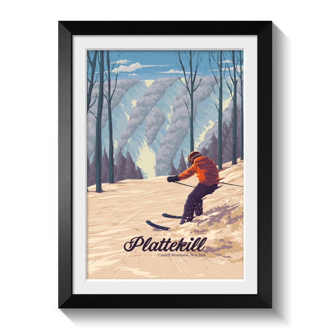 Plattekill Ski Resort Poster, Catskill Mountains Print, New York Ski ...