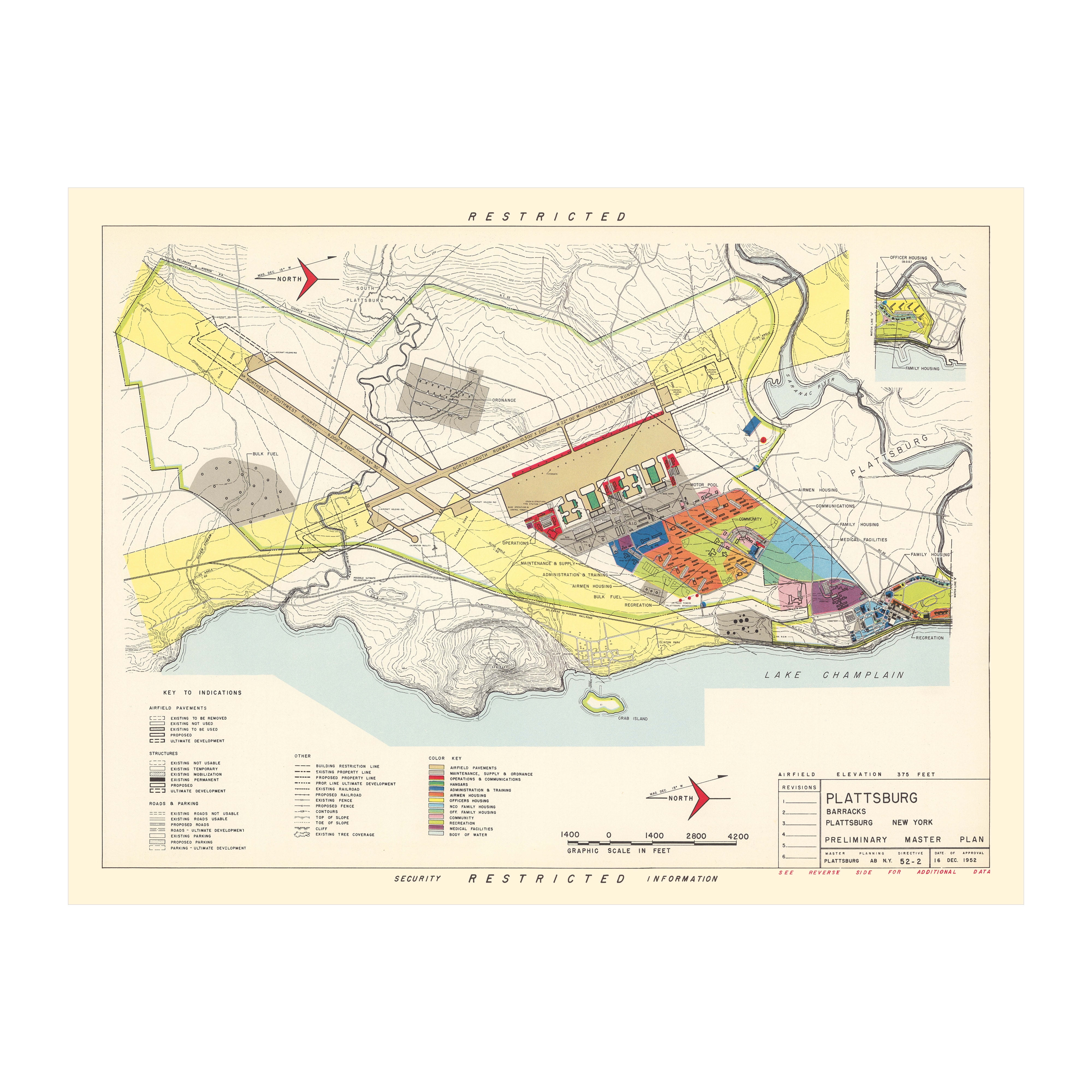 Plattsburg Barracks Art, 1952 Vintage Map of Plattsburg Barracks ...