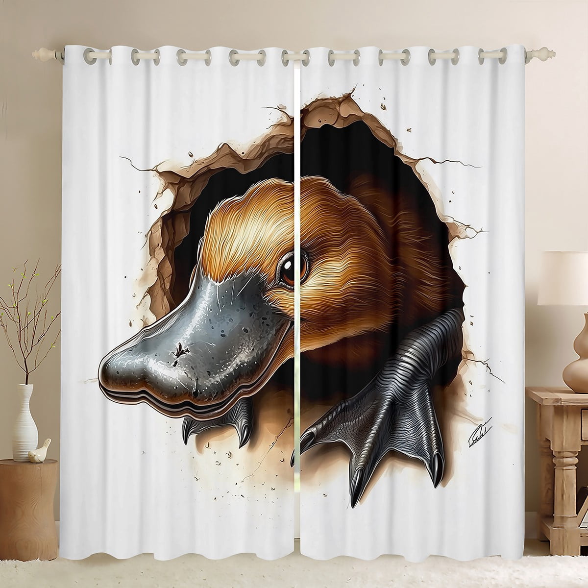 Platypus 2 Panels,(42Wx63L) 2 Panels Curtains Wildlife Animal Curtains ...