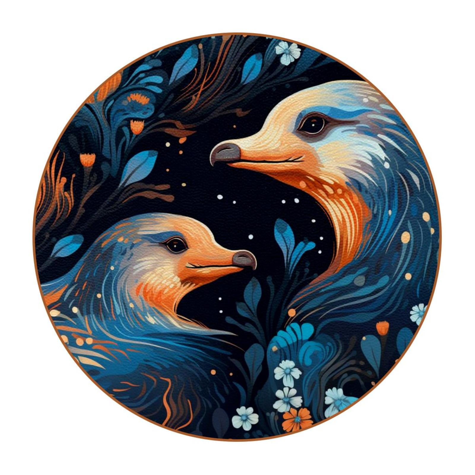 Platypus 6PCS Round Coasters Microfiber Leather 11x11 cm/4.3x4.3 in ...