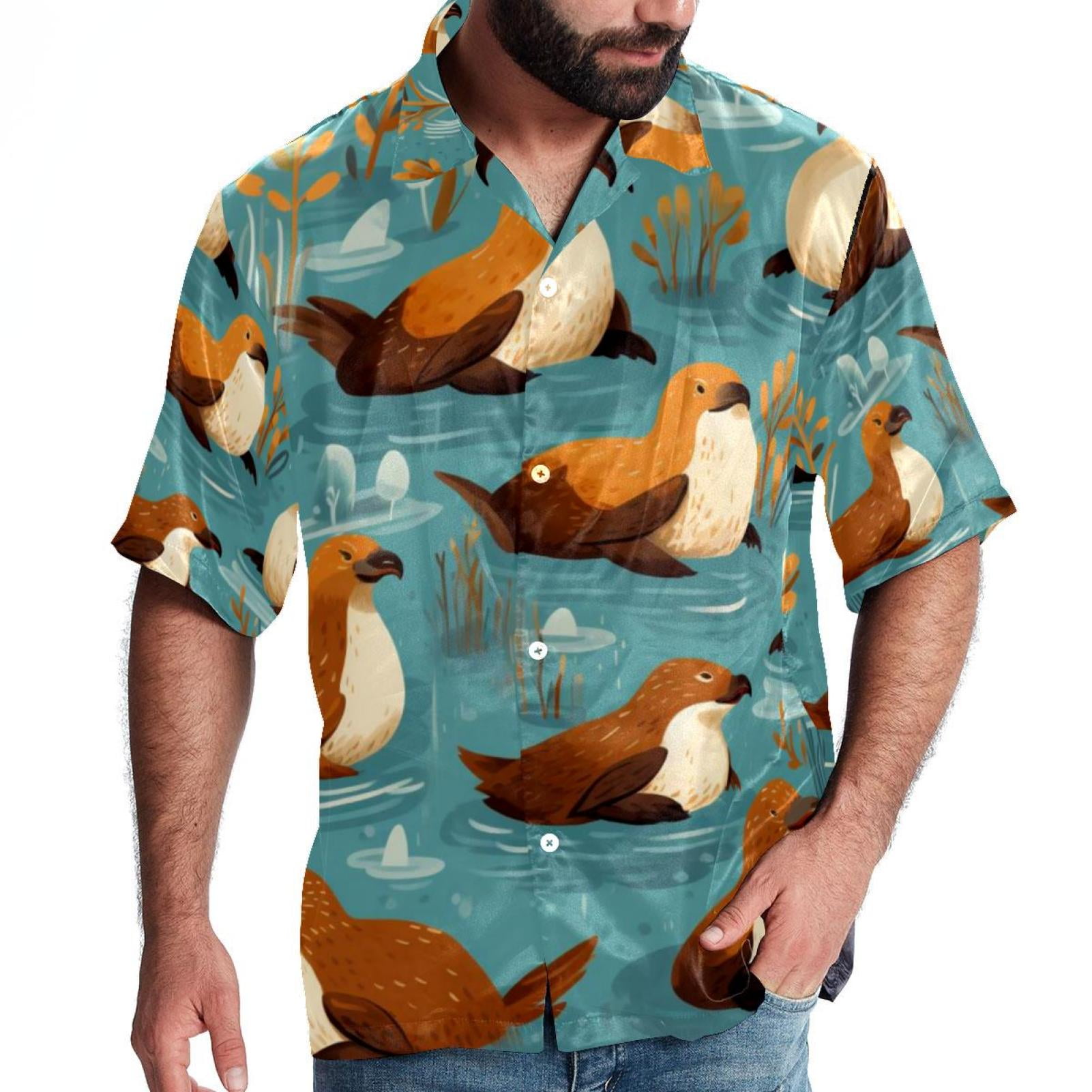 Platypus Men's Printed Casual Button Down Short Sleeve Beach Shirts ...