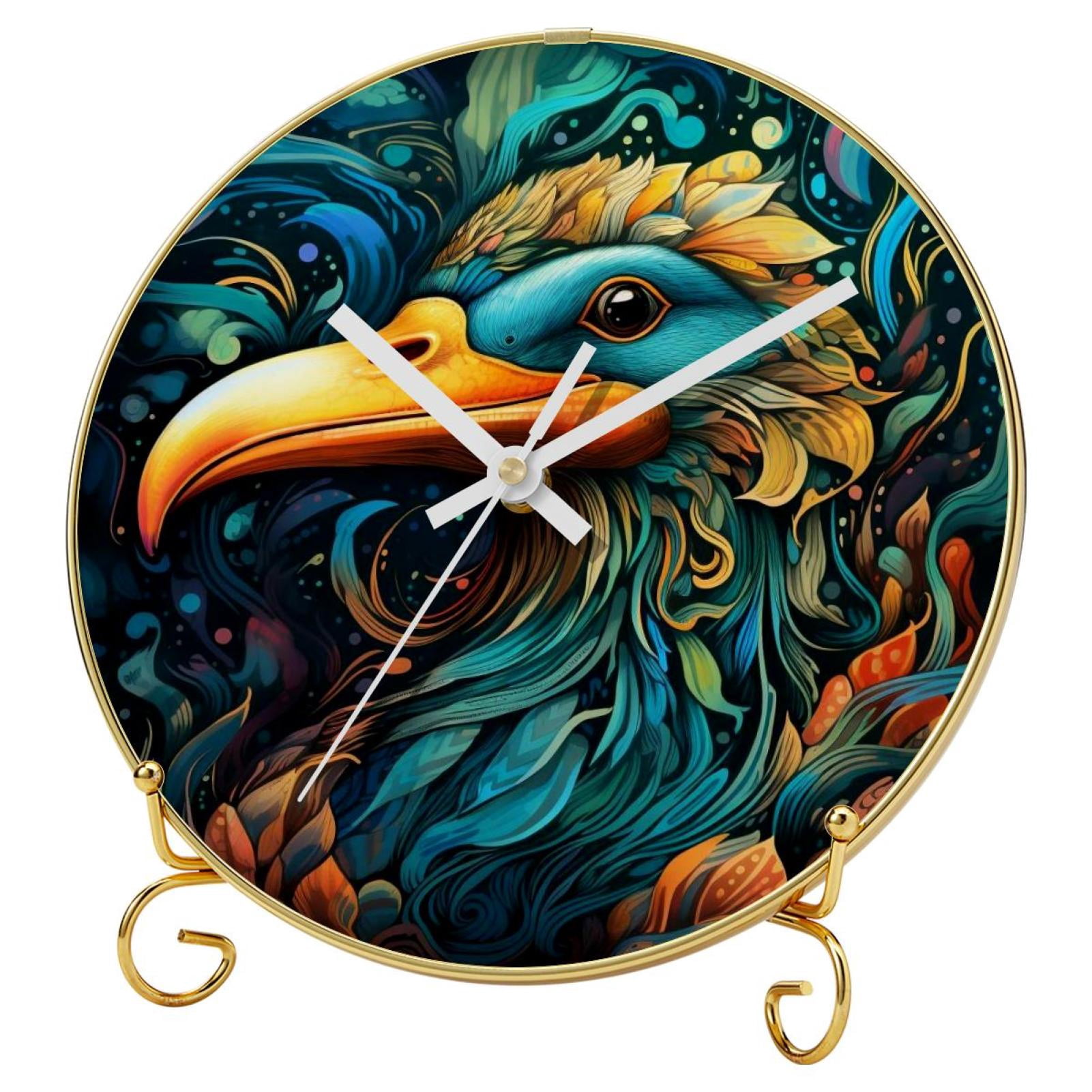 Platypus Round Printed Wall Clock with Hooks and Gold Stand - Silent ...