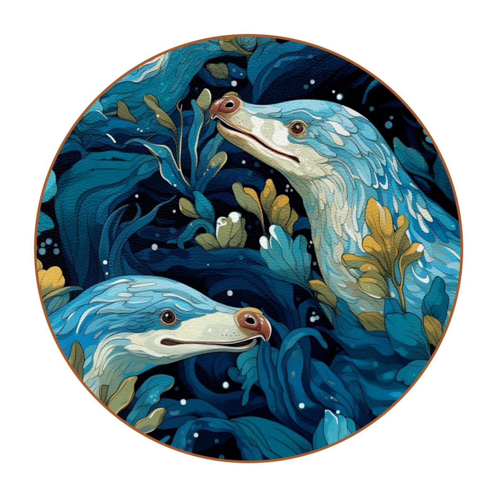 Platypus Set of 6 Microfiber Leather Round Coasters, 11x11 cm/4.3x4.3 ...