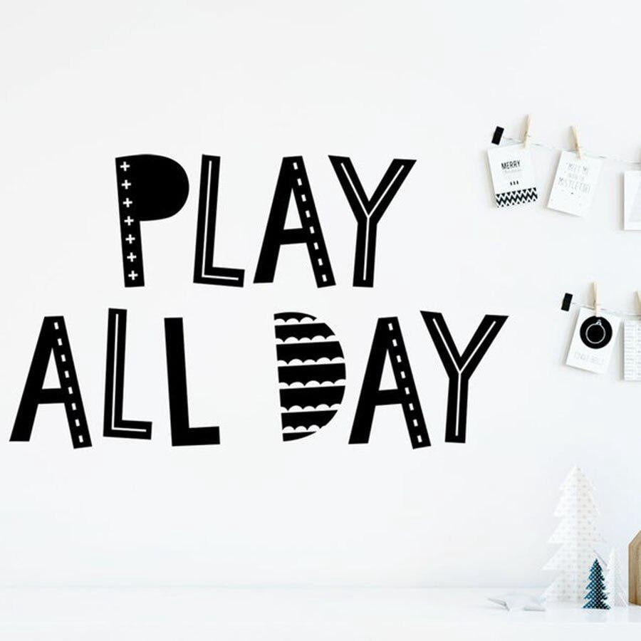 Play All Day Wall Decal Playroom Kids Bedroom Nursery Home Design ...