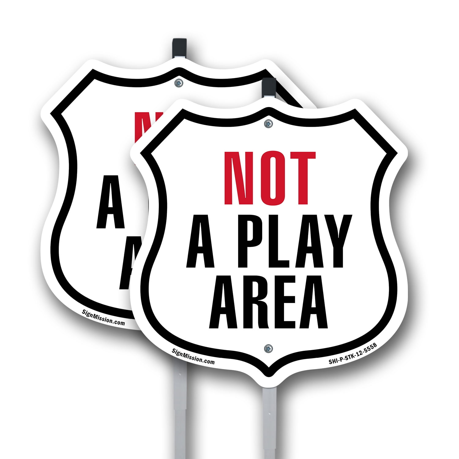 Not A Play Area (2 Pack) 12 inch X 12 inch Shield Shaped Commercial ...