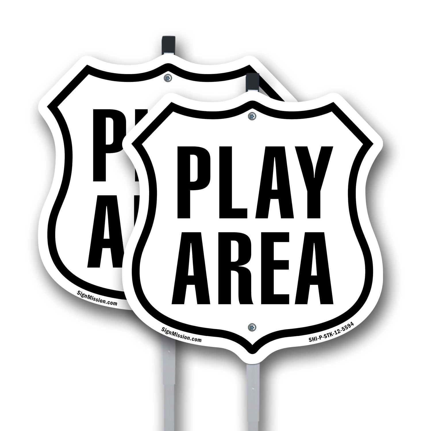 Play Area (2 Pack) 12 inch X 12 inch Shield Shaped Rust-Free Aluminum ...