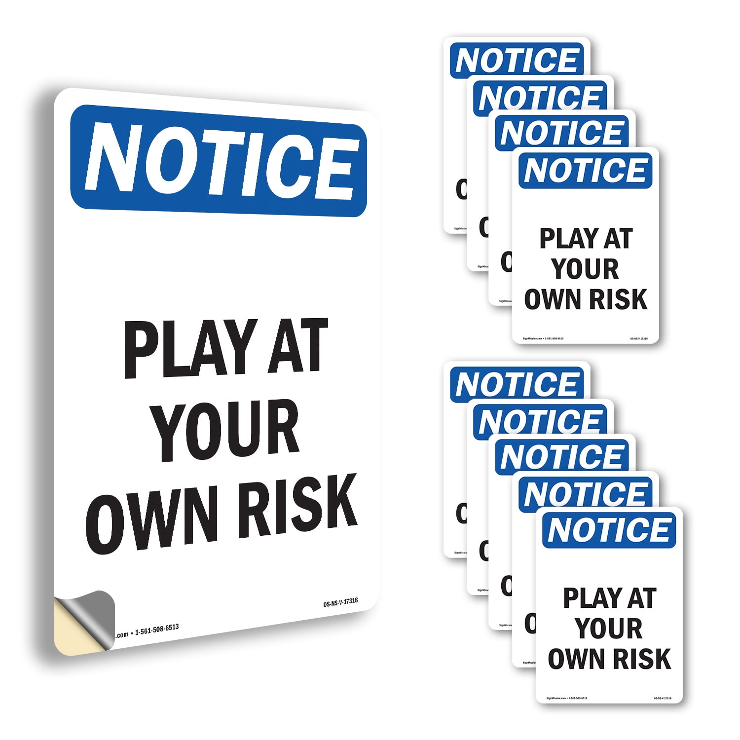 Play At Your Own Risk OSHA Notice Vinyl Decal Label 18 Inch x 12 Inch ...