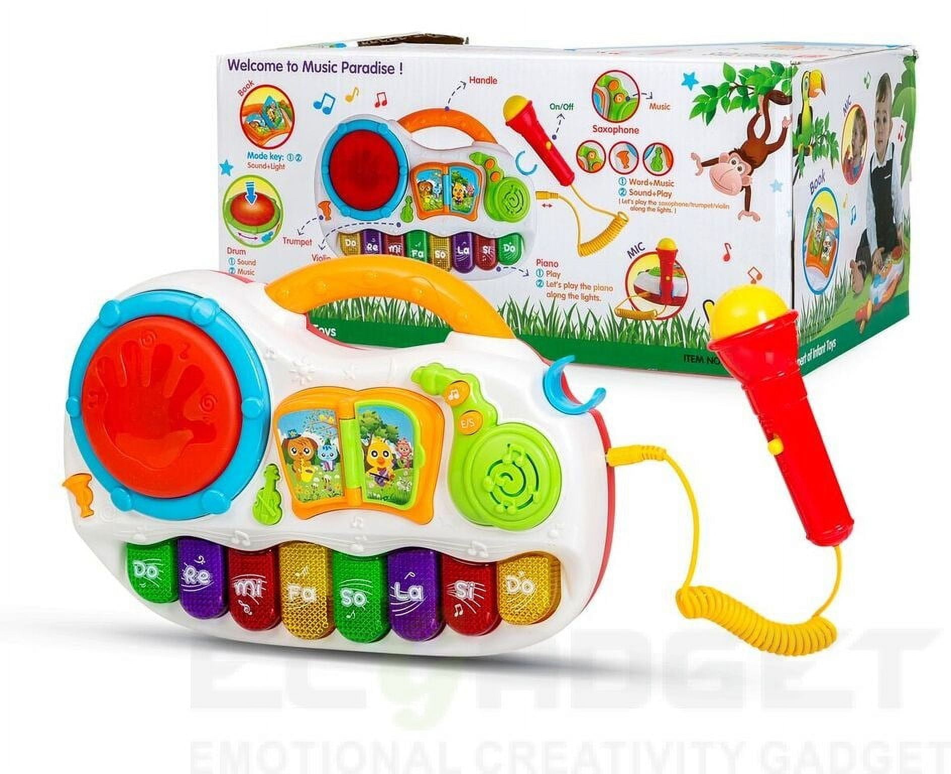 Play Baby Toys Musical 35-Key Piano, Toddler Karaoke Mic, Drum Effect ...