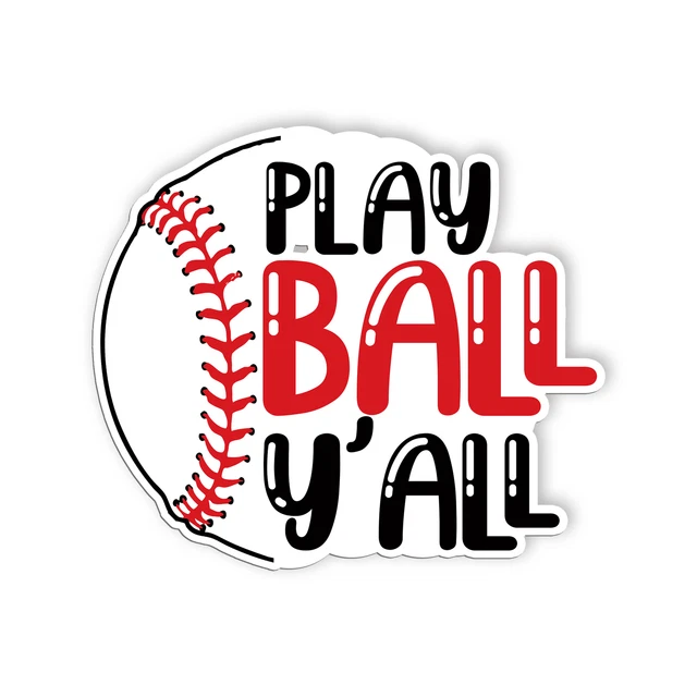 Play Ball Y All Stickers Baseball Player Sticker Sticker Phone Decal ...