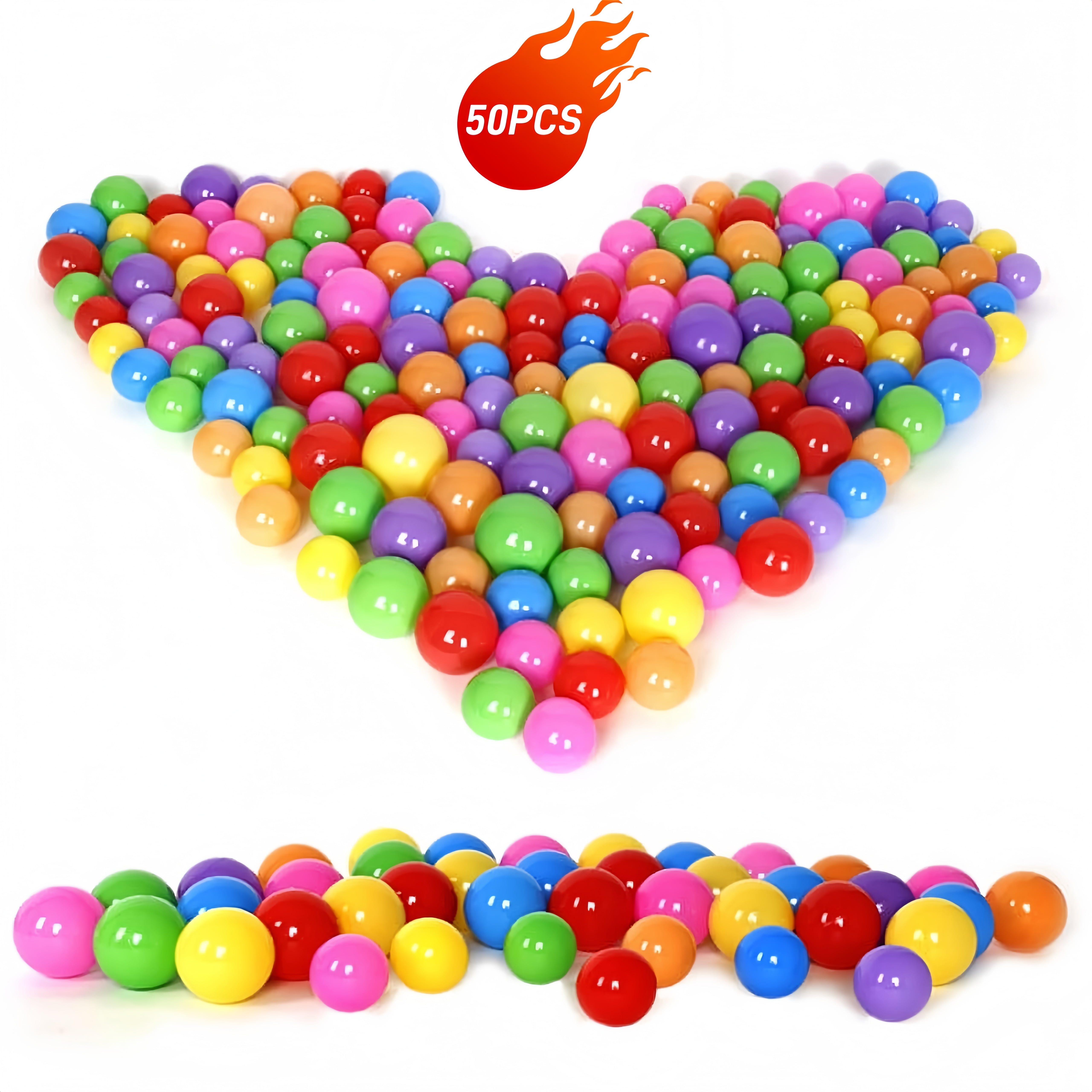 Play Bath Beach 50 pcs Colorful Plastic Ball Pit Balls - Crush Proof ...