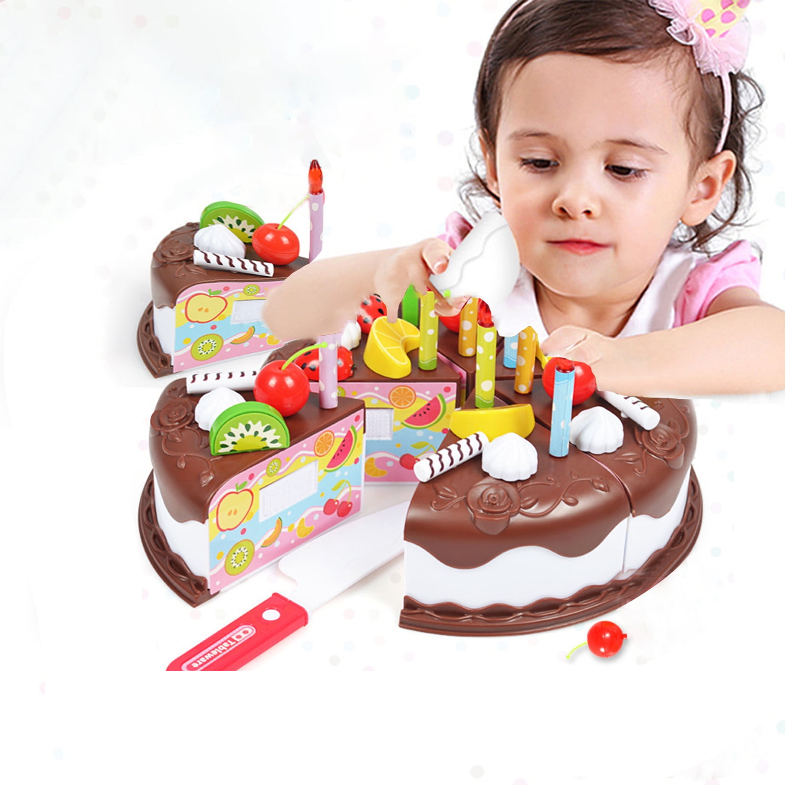 Play Birthday Cake Children's Day Gift Play Food Toy Set DIY Cutting ...
