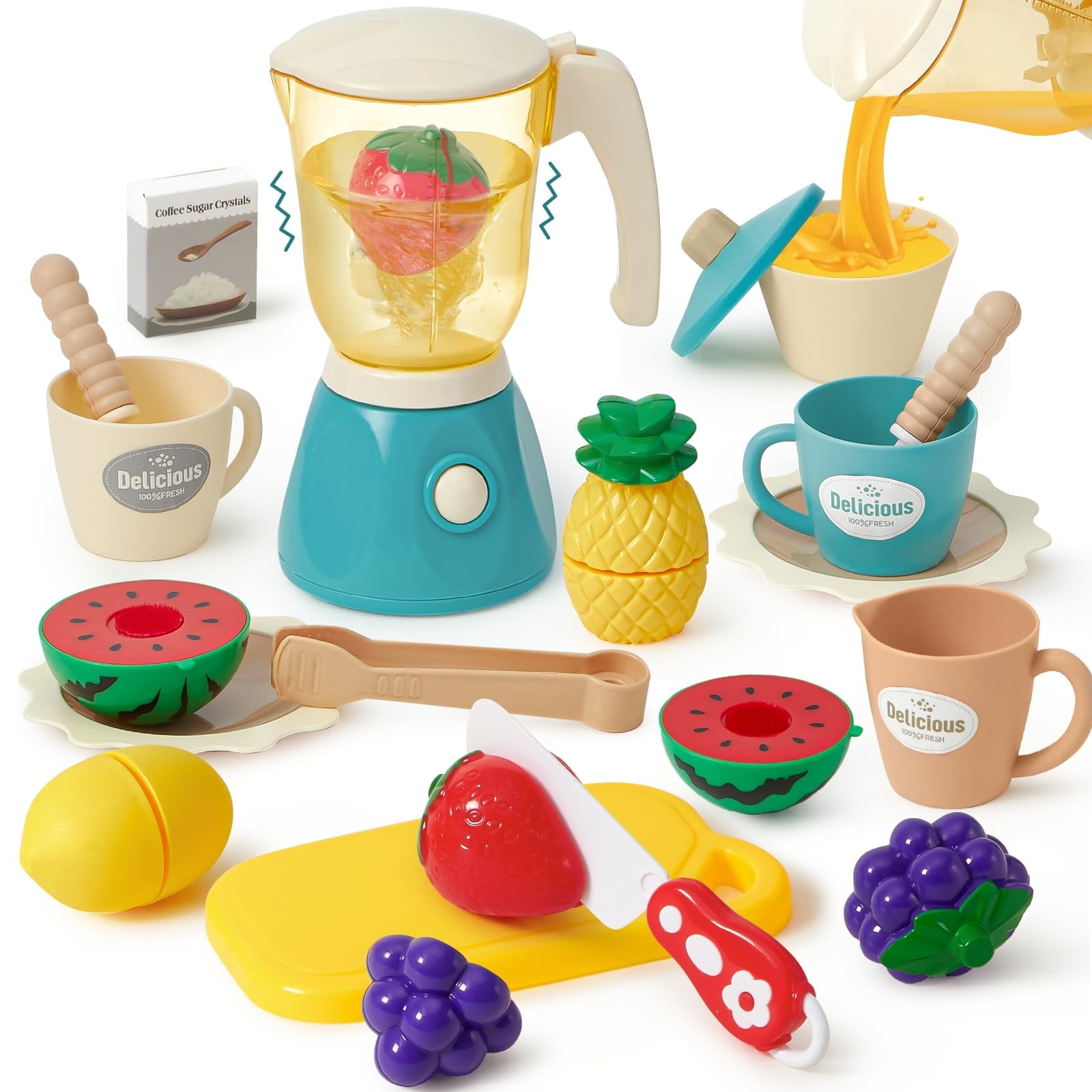 Play Blender Toys Kitchen Appliance Accessories Set with Cutting Play ...