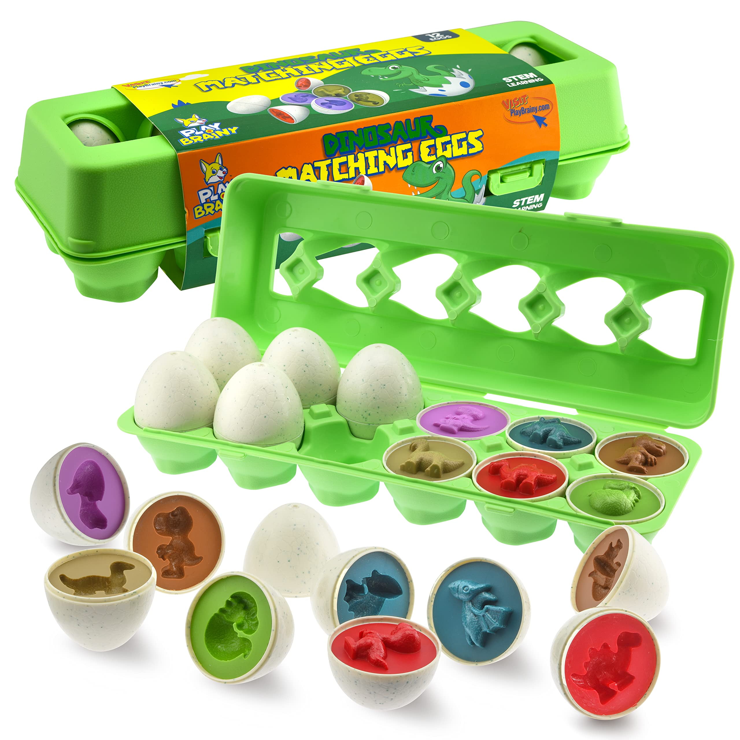 Play Brainy Dinosaur Matching STF9 Eggs for Toddlers, 12 Set, Colorful ...