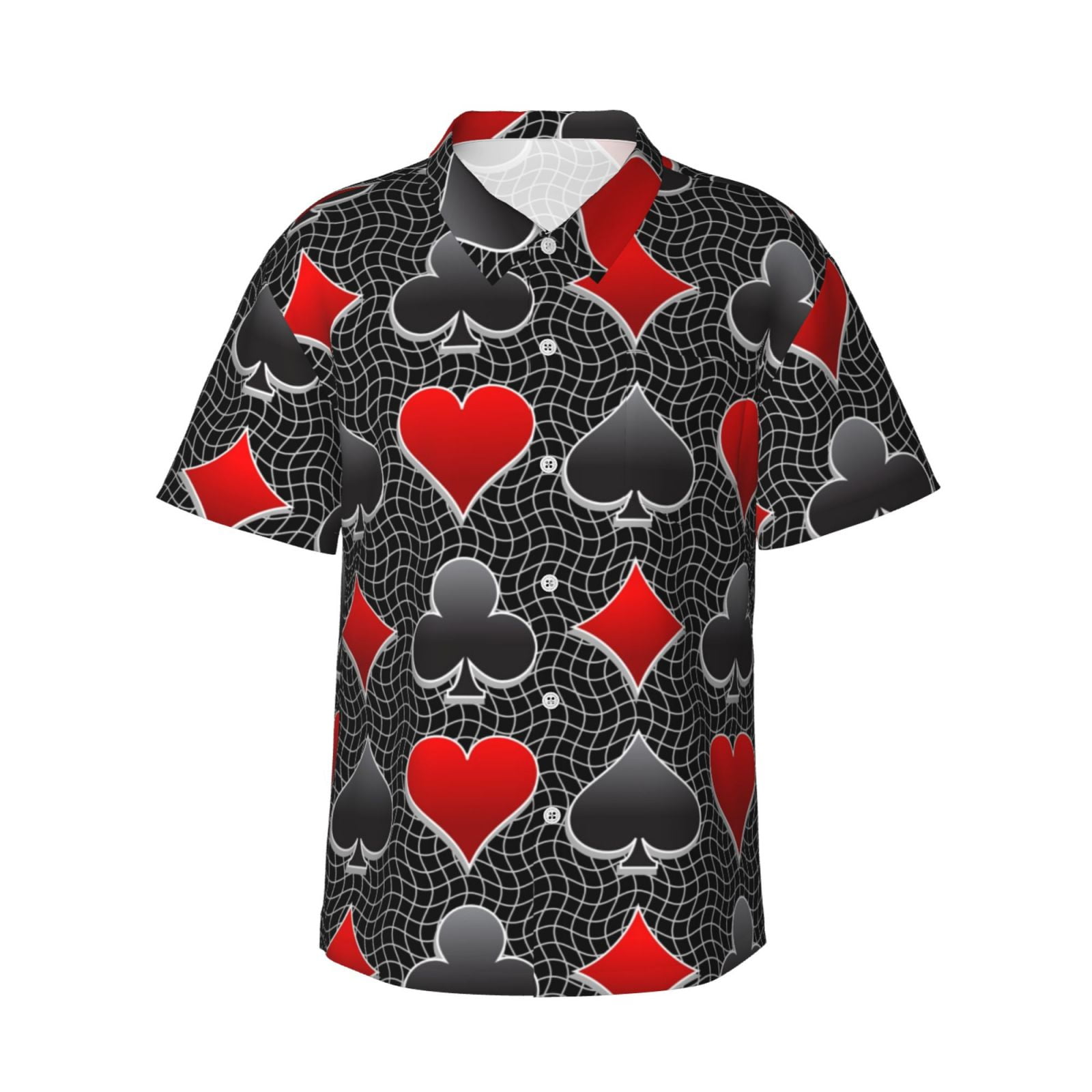 Play Card Men's 3d Print Casual Button Down Shirts, Novelty Hawaiian ...