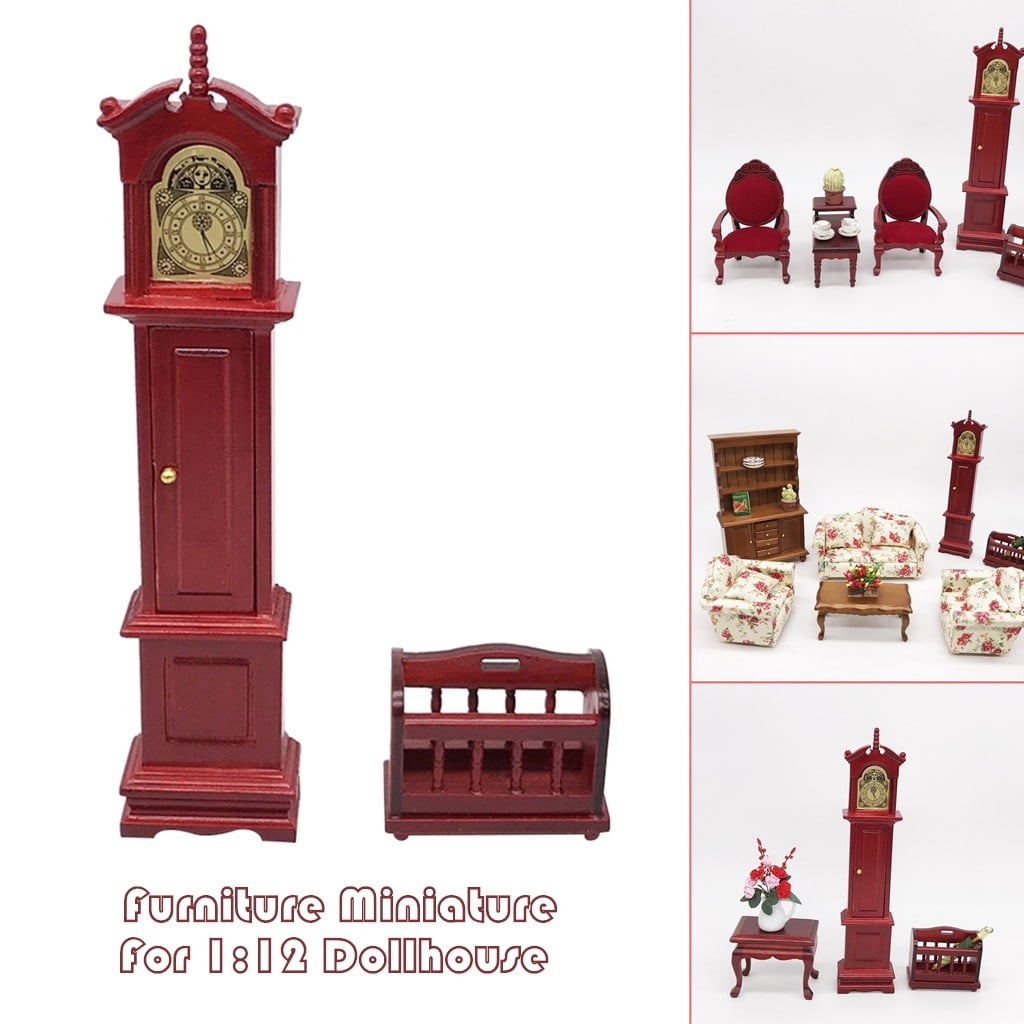 Play Clock Toy 1:12 Living Miniature Wooden Pretend Room Dollhouse ...
