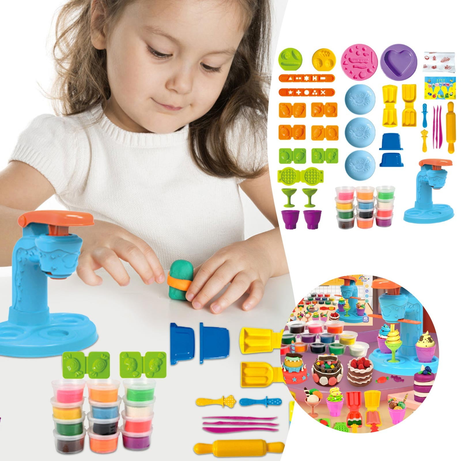 Play Color Clay Dough Tools Pottery Kitchen Noodle Pasta Maker Toy Set ...