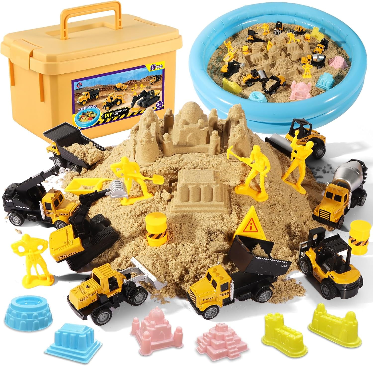 Play Construction Sand Kit,2.2lbs Magic Sand,8 Alloy Construction ...