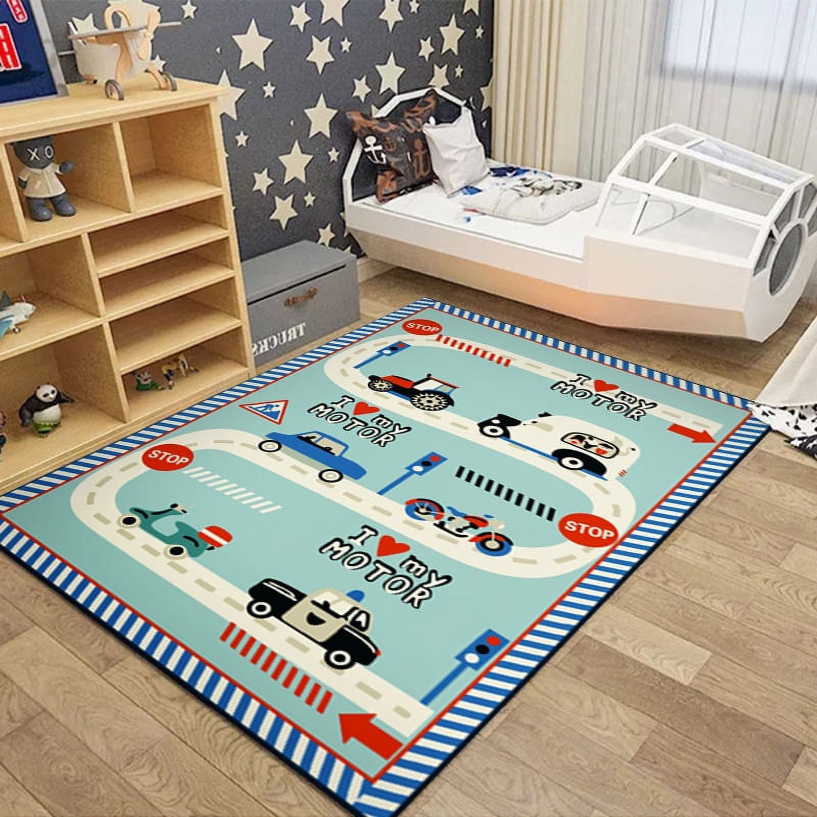 Play Crawl Mat Road Traffic Route Map Carpet Living Room Sofa Coffee ...